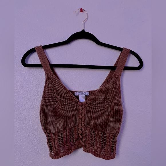 Jolie & Joy by FCT With Love | Tops | Jolie Joy Brown Crochet Crop Top ...
